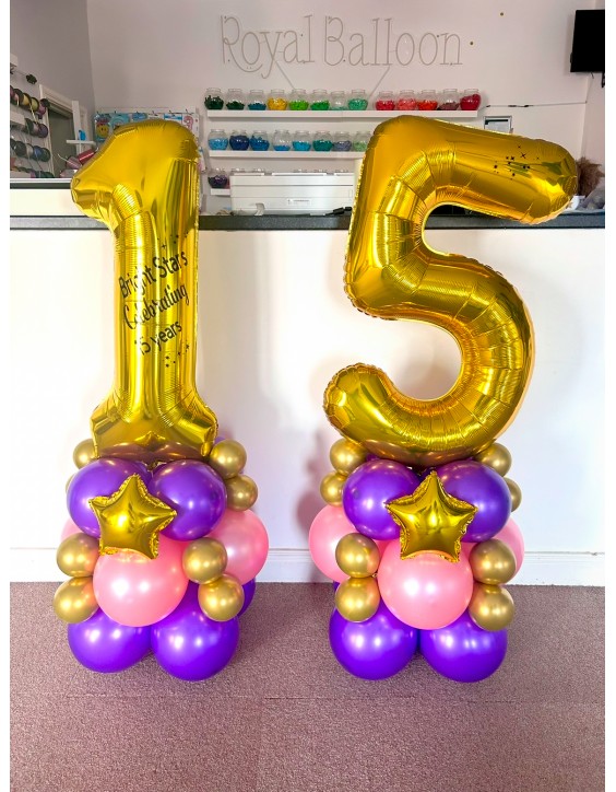 Gold Pair Number Balloon Stack
